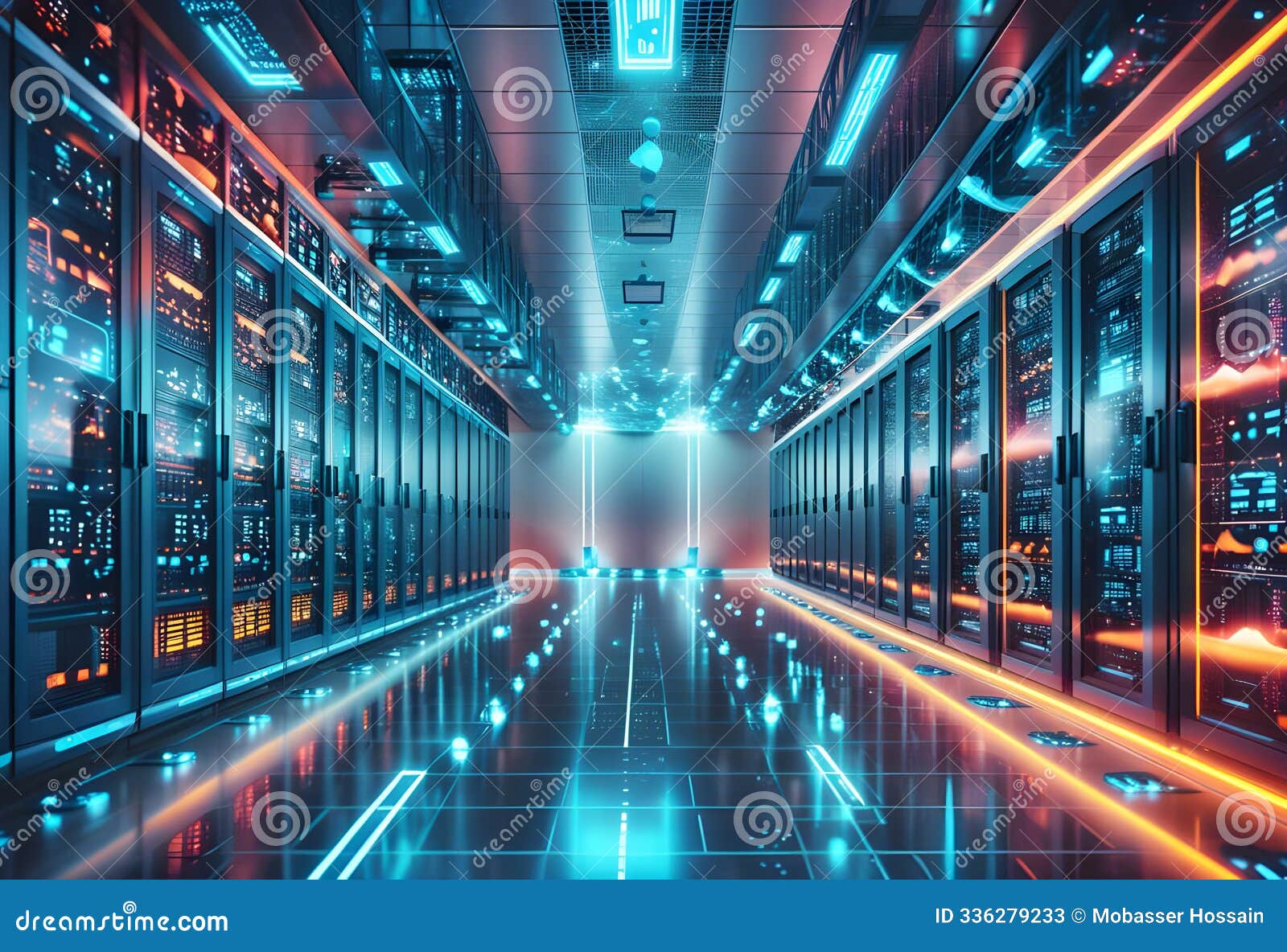 Network and Internet Communication Technology Concept, Data Center ...