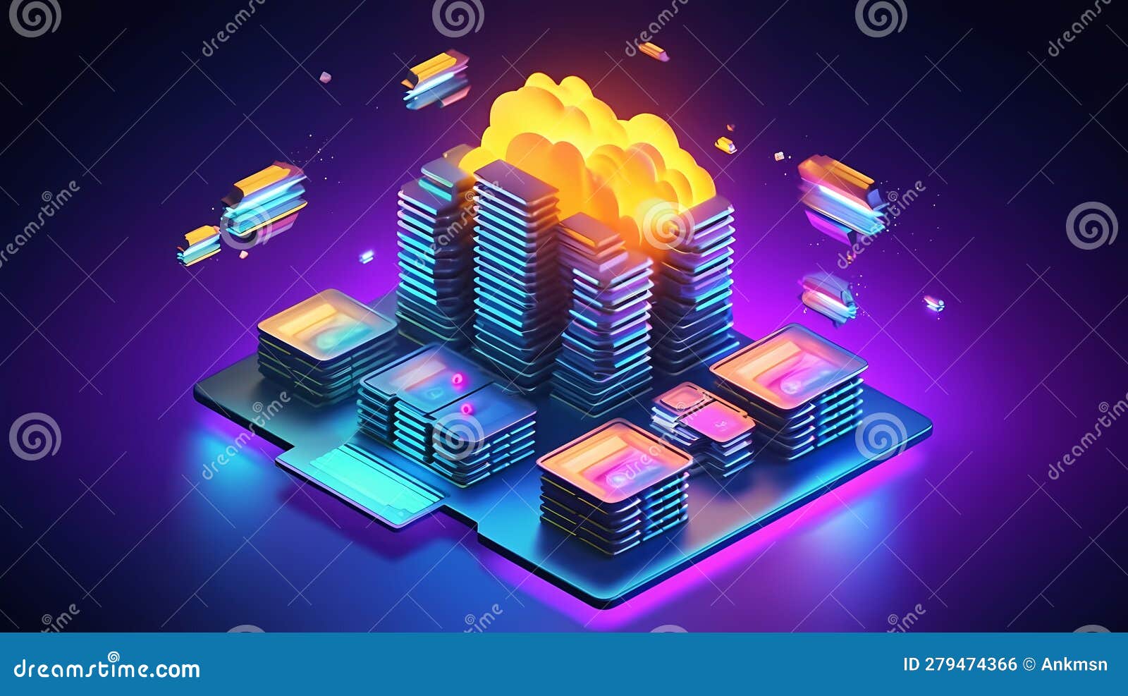 Network and Internet Communication Technology Concept, Data Center ...