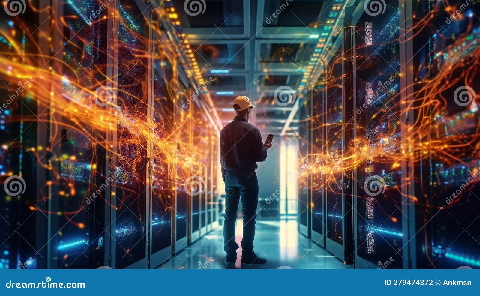 Network and Internet Communication Technology Concept, Data Center ...