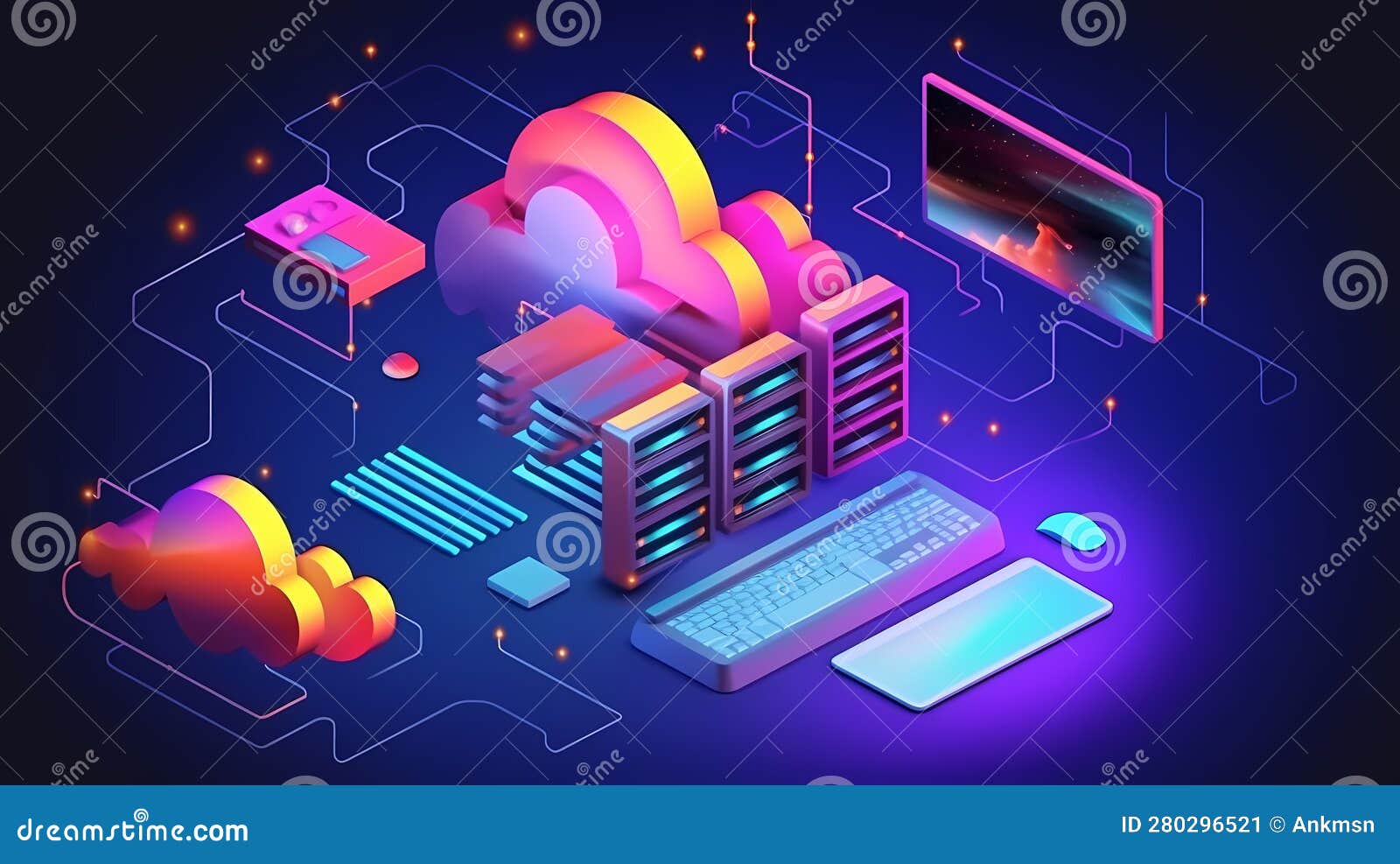 Network and Internet Communication Technology Concept, Data Center ...
