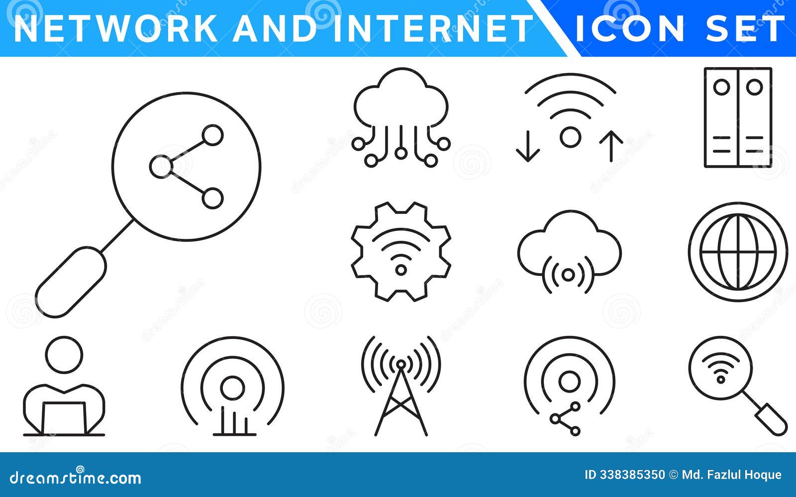 Network and Internet Outline Icons. Linear Icon Collection for Online, Computer, Network ...