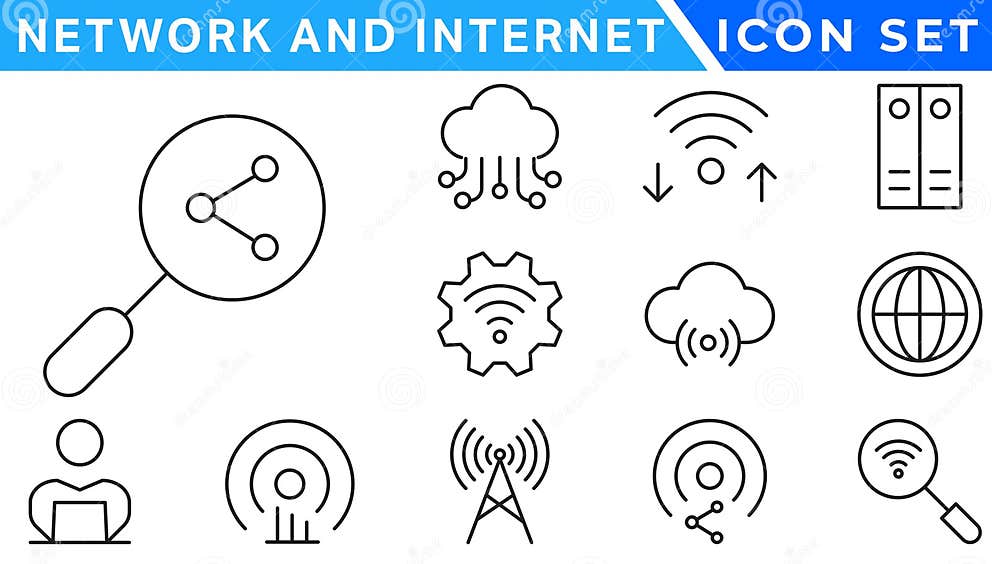 Network and Internet Outline Icons. Linear Icon Collection for Online ...