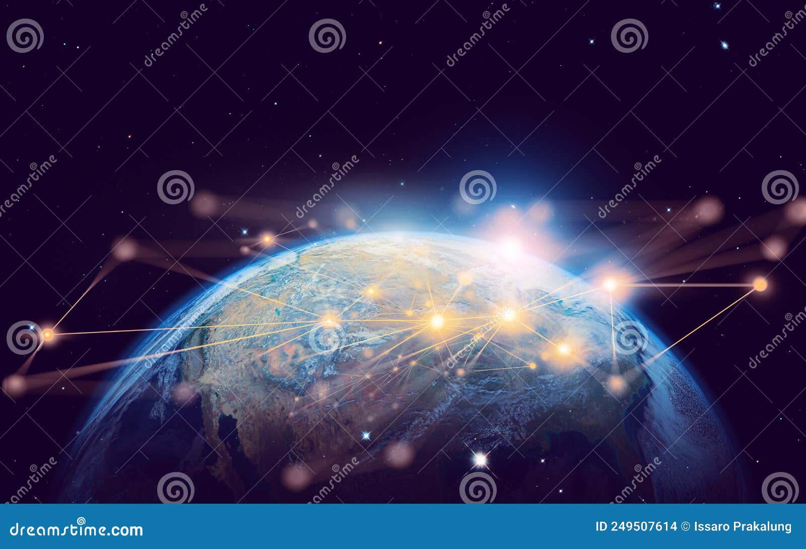 Network of Internet Satellite for Telecom,globe Data Cloud Storage of ...