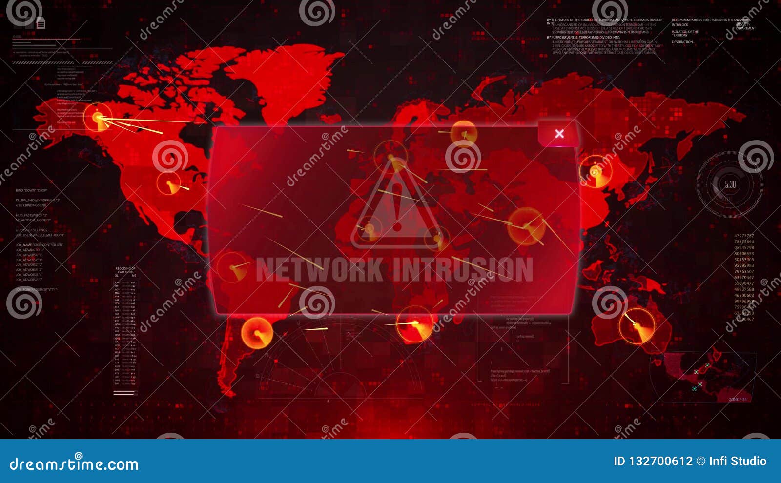 NETWORK INTRUSION Alert Warning Attack on Screen World Map Loop Motion ...