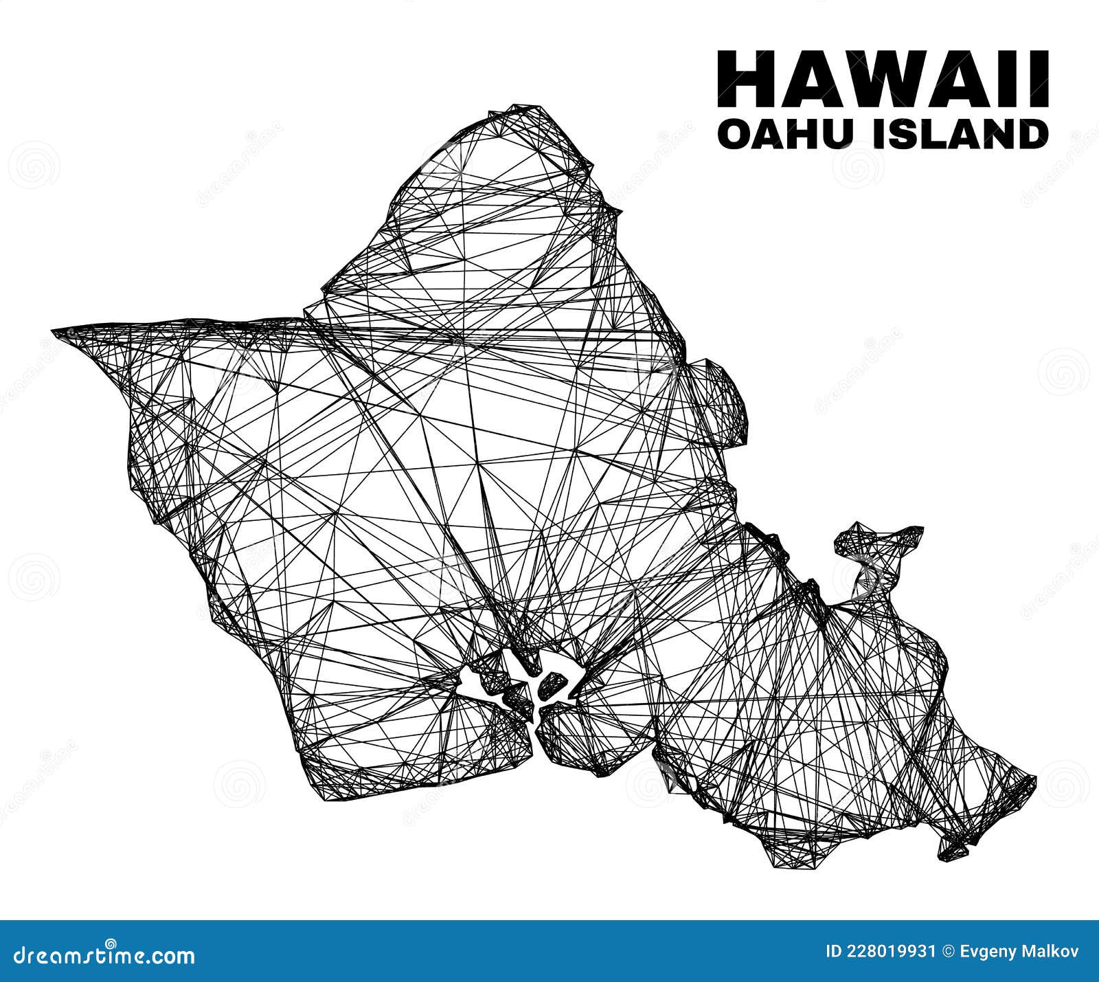 Network Irregular Mesh Oahu Island Map Stock Vector - Illustration of ...