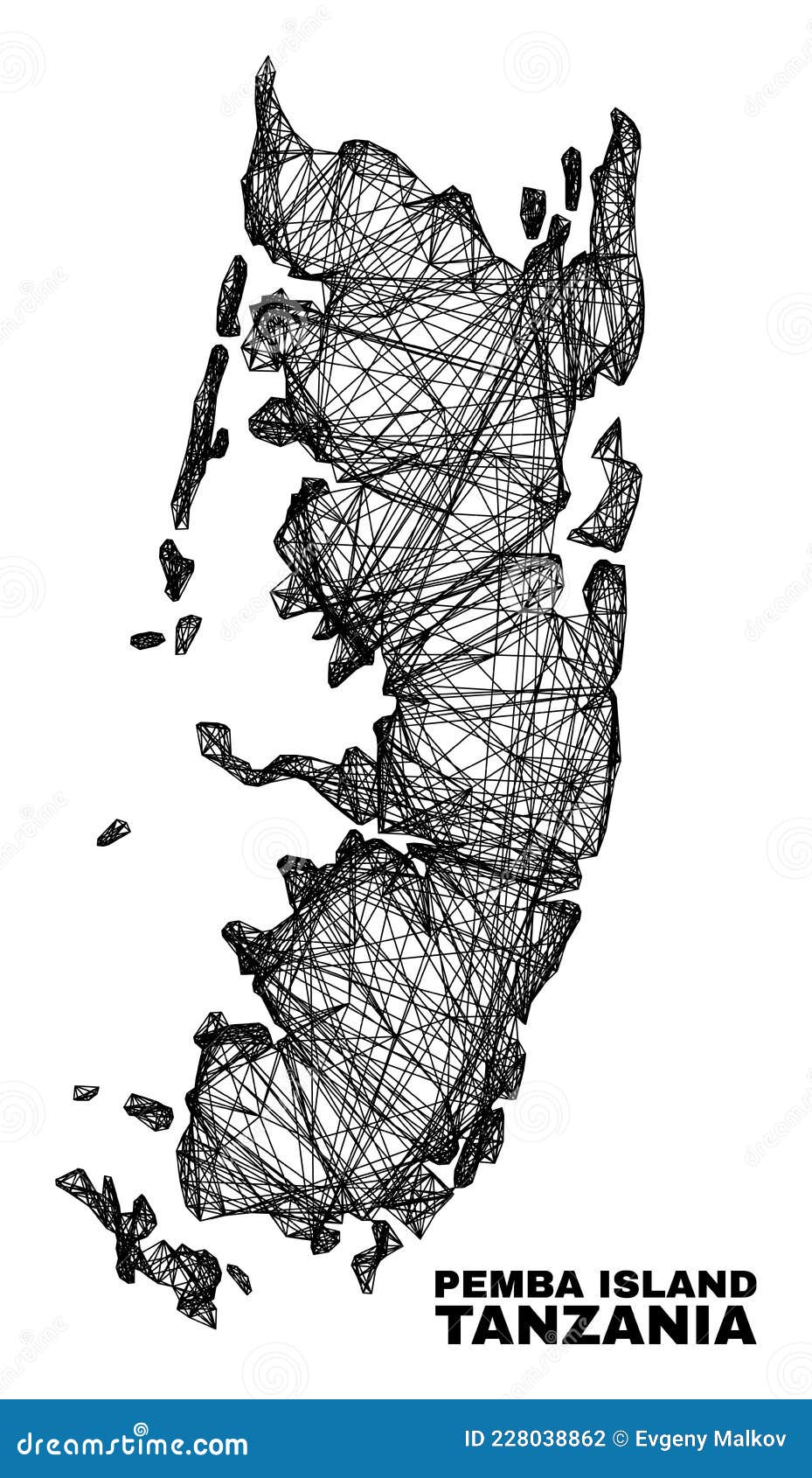 Network Irregular Mesh Pemba Island Map Stock Vector - Illustration of ...