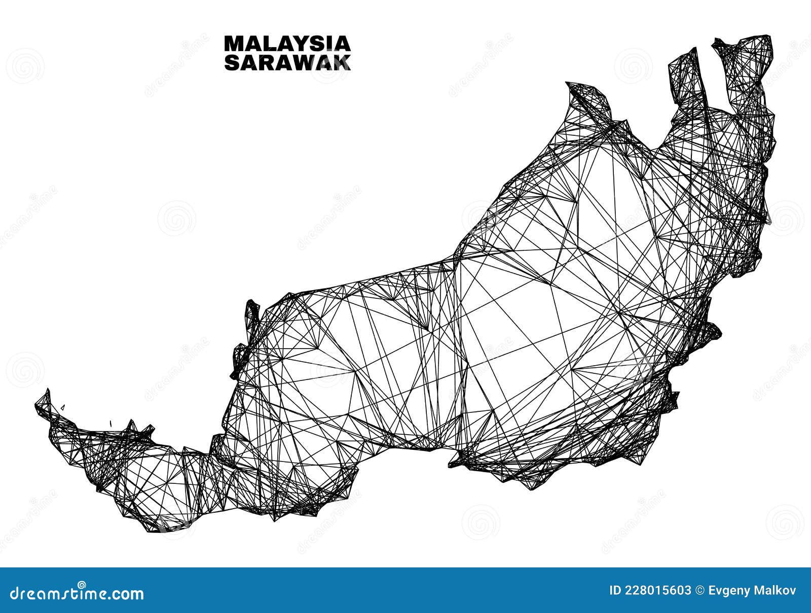 Network Irregular Mesh Sarawak State Map Stock Vector - Illustration of ...