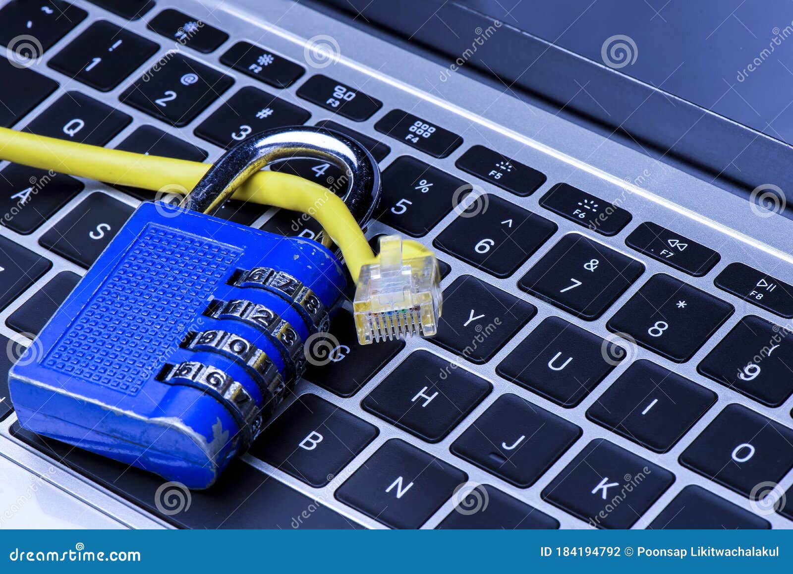 Network LAN Cable with Metal Key Code Lock Stock Photo - Image of ...
