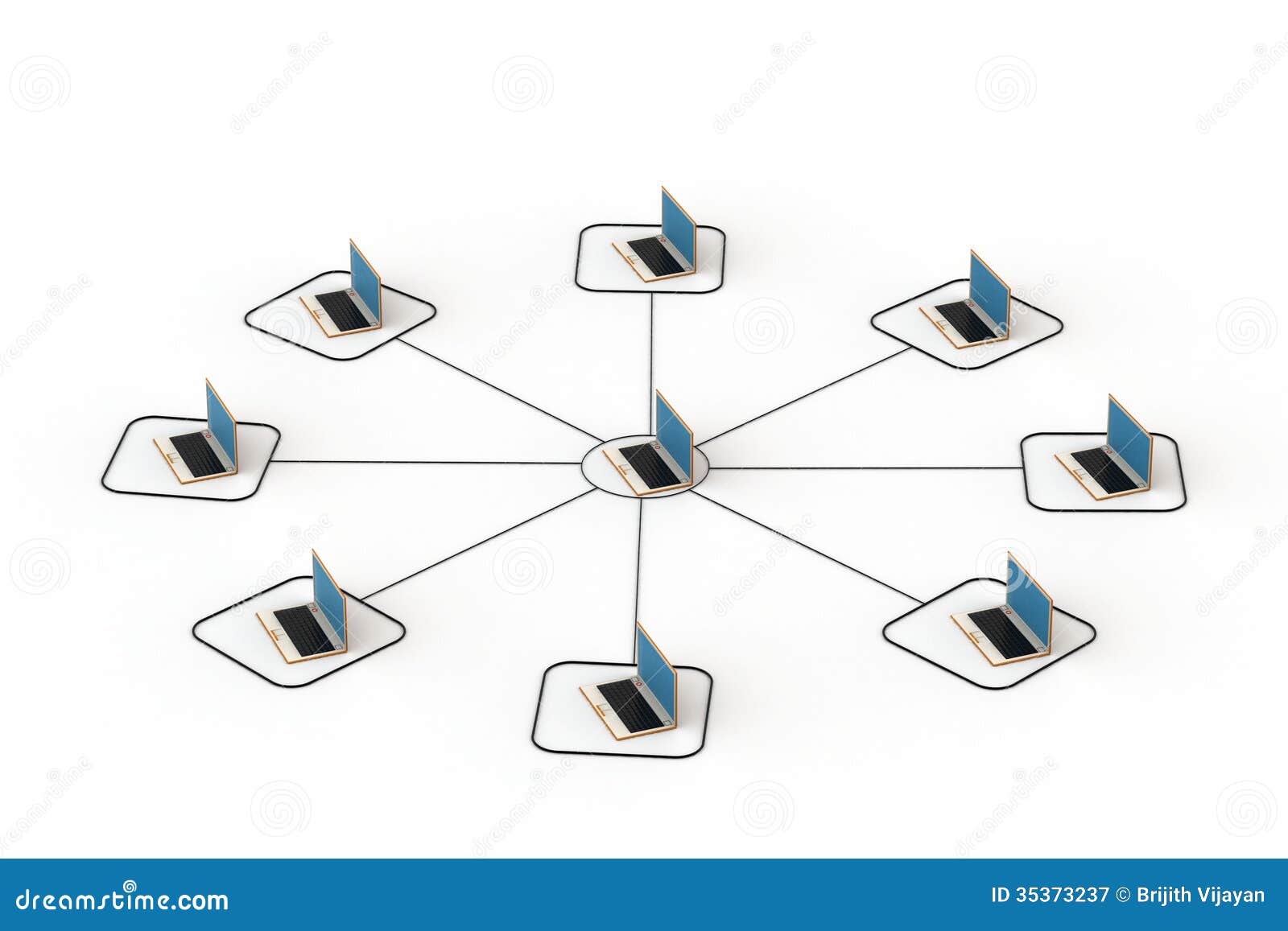 Network with laptop stock illustration. Illustration of communication ...