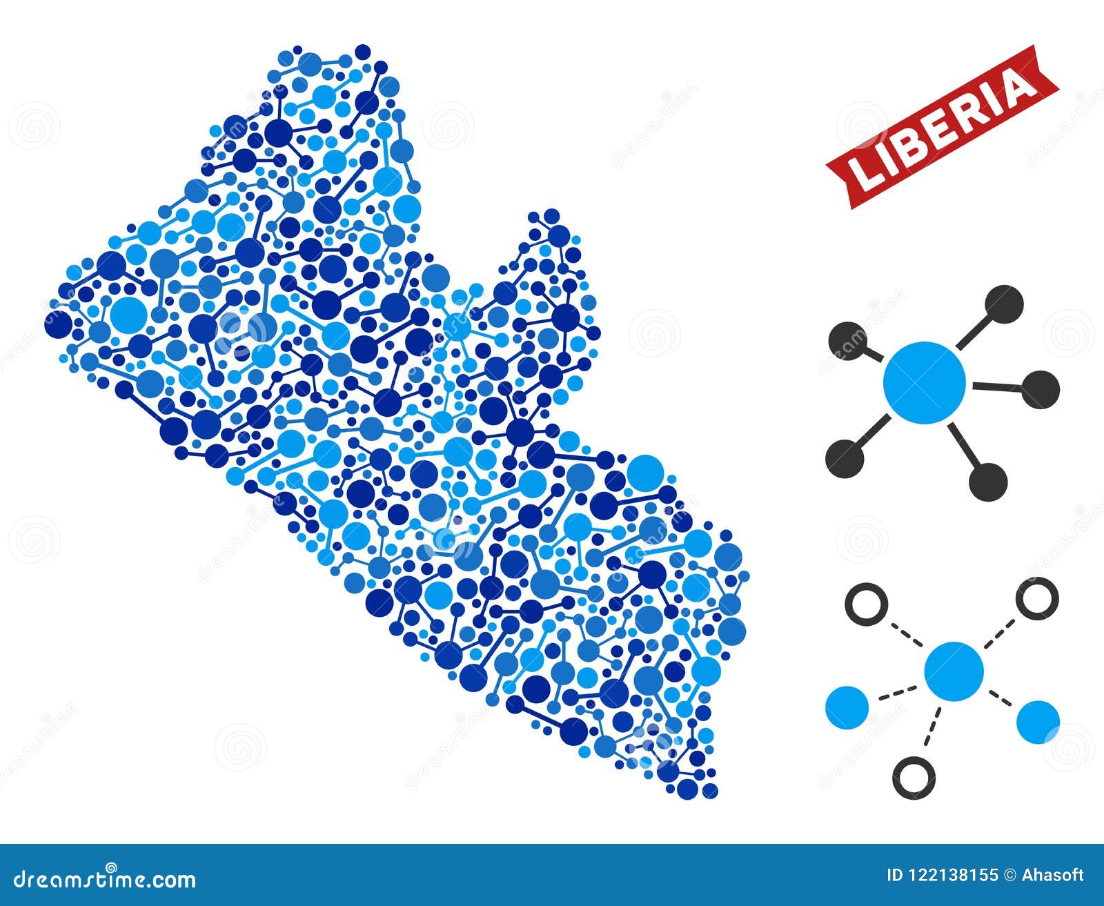 Liberia Map Links Collage stock vector. Illustration of combined ...