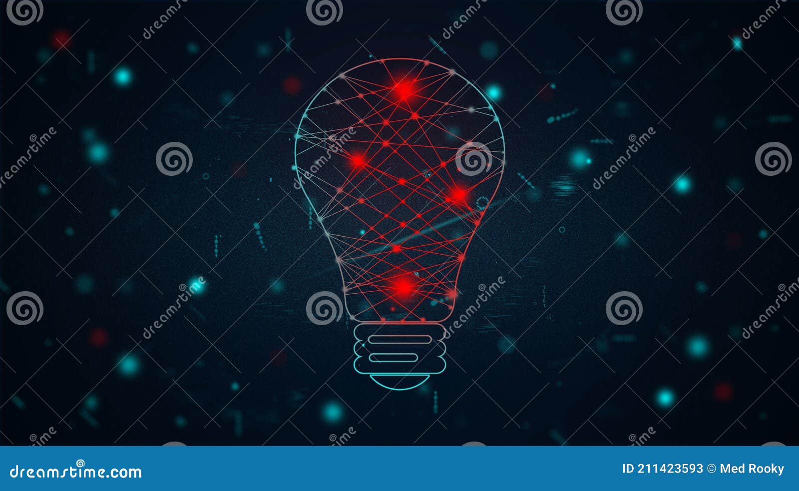 Network Light Bulb Concept Made by Lightbulb Outline, Red Dots and ...
