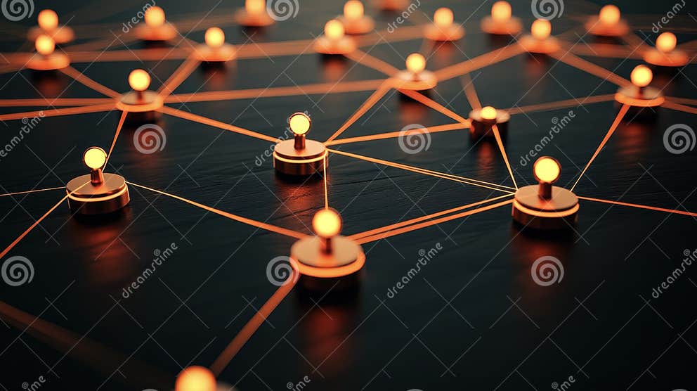 A Network of Lights is Displayed on a Dark Background Stock ...