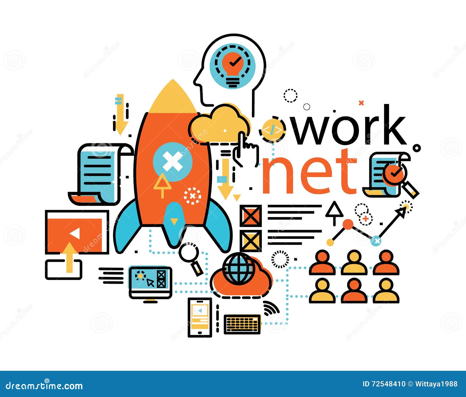 Network Line Design Web Banners for Cloud Computing, Modern Stock ...