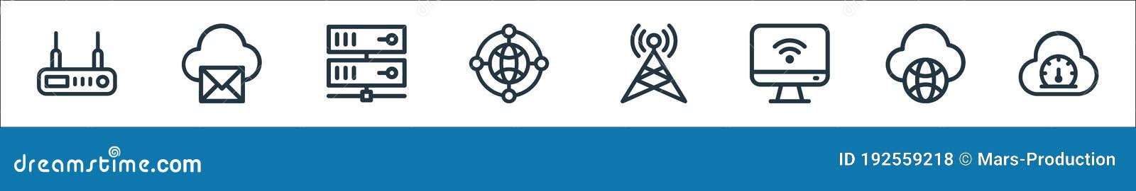 Network Line Icons. Linear Set Stock Vector - Illustration of letter ...