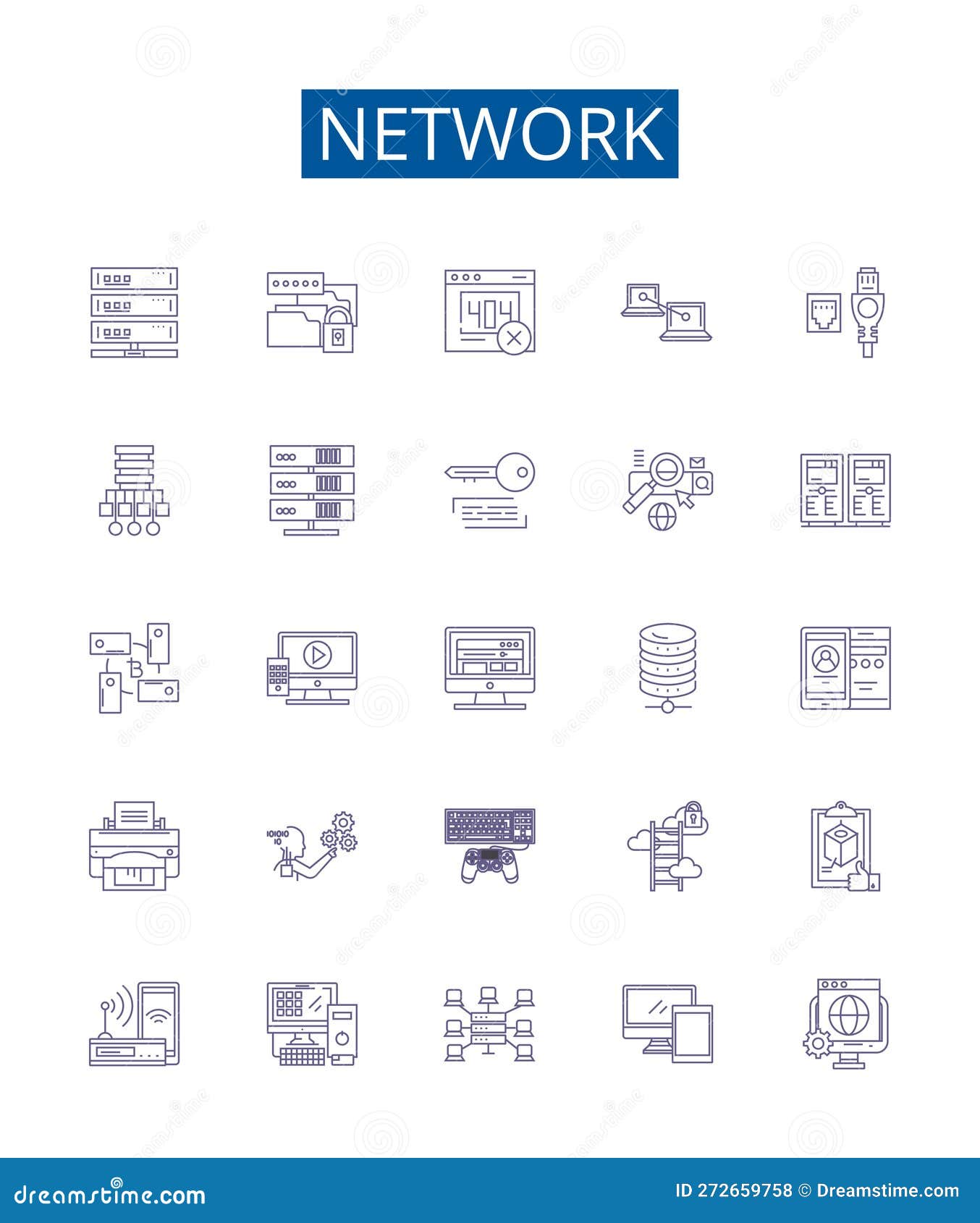 Network Line Icons Signs Set. Design Collection of Network, Technology ...