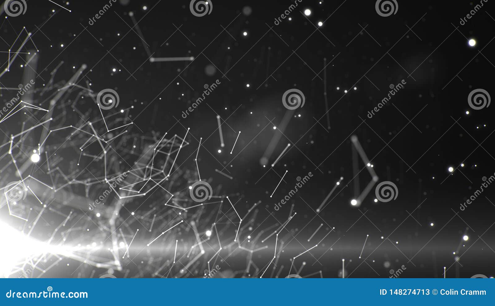 Network of Lines and Particles with a Light in the Bottom Left Corner ...