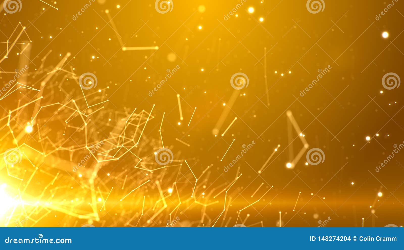 Network of Lines and Particles with a Light in the Bottom Left Corner ...