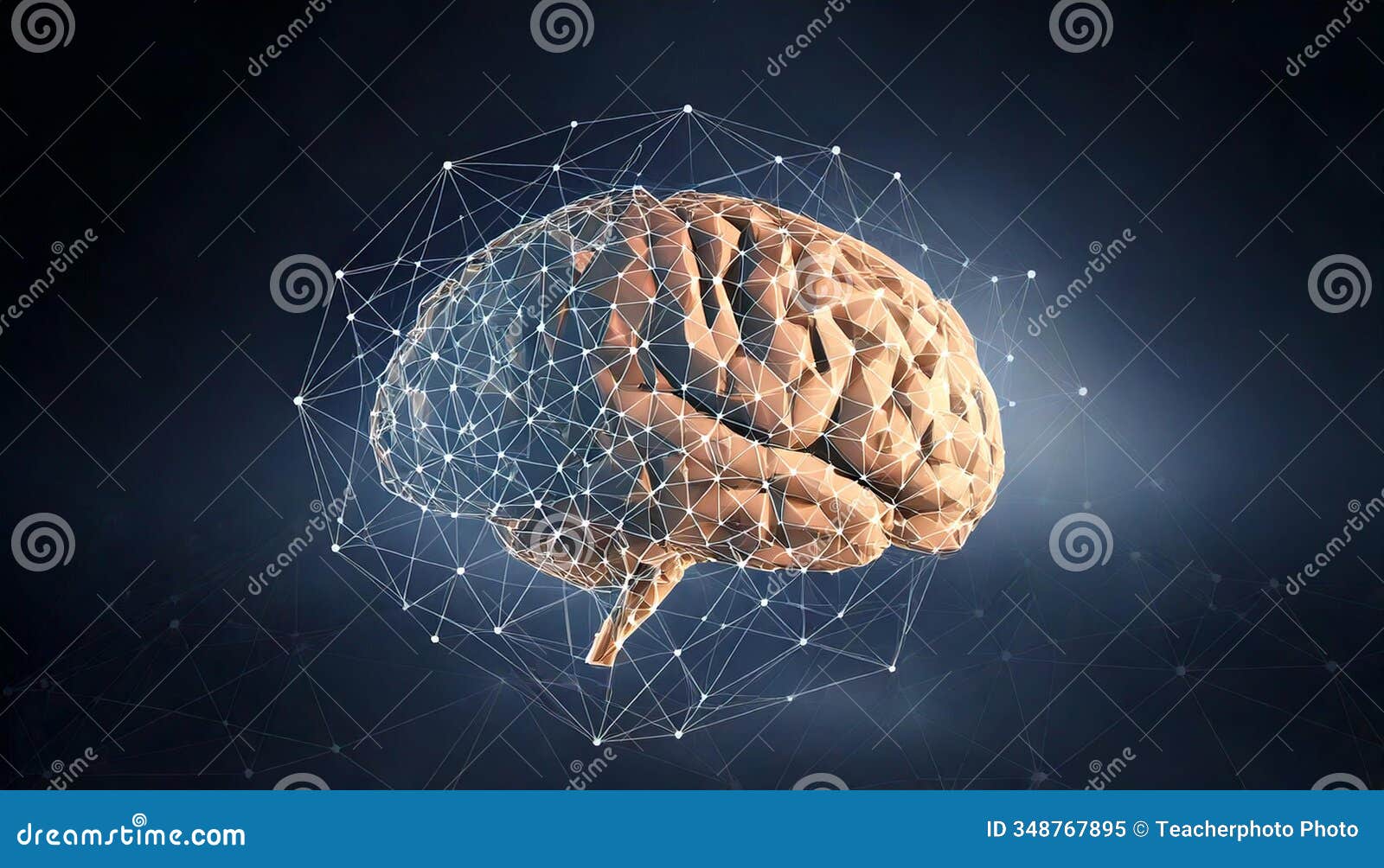 The Network of Lines and Points Surrounding the Brain Symbolizes the Complex Neural Connections ...