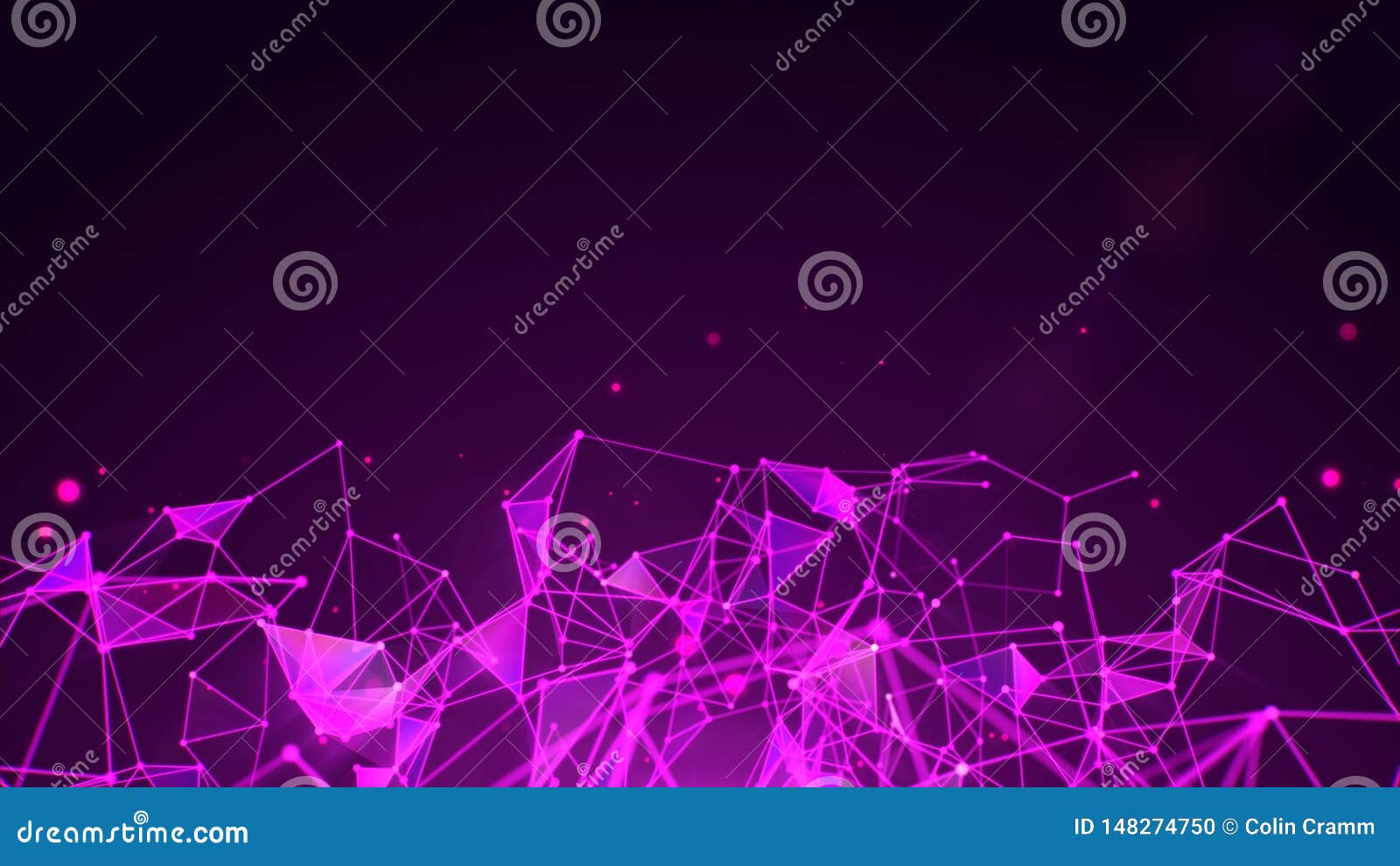 Network of Lines, Polygons and Particles on Lower Half of Screen Stock ...