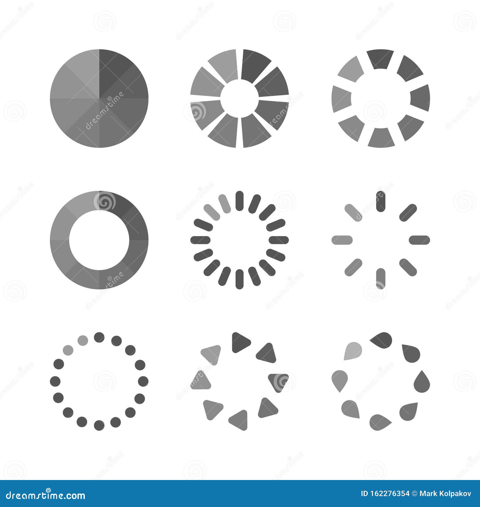 Network Loading Set Icons on White Background Stock Illustration ...