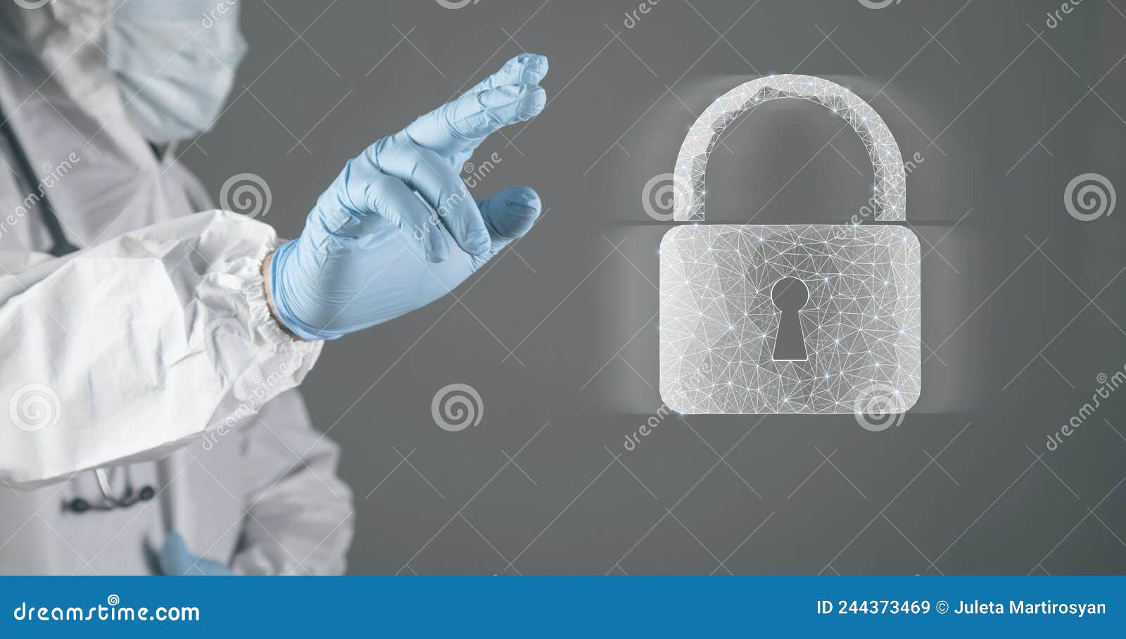 Network Lock. Doctor Clicks on the Screen Stock Image - Image of clicks ...