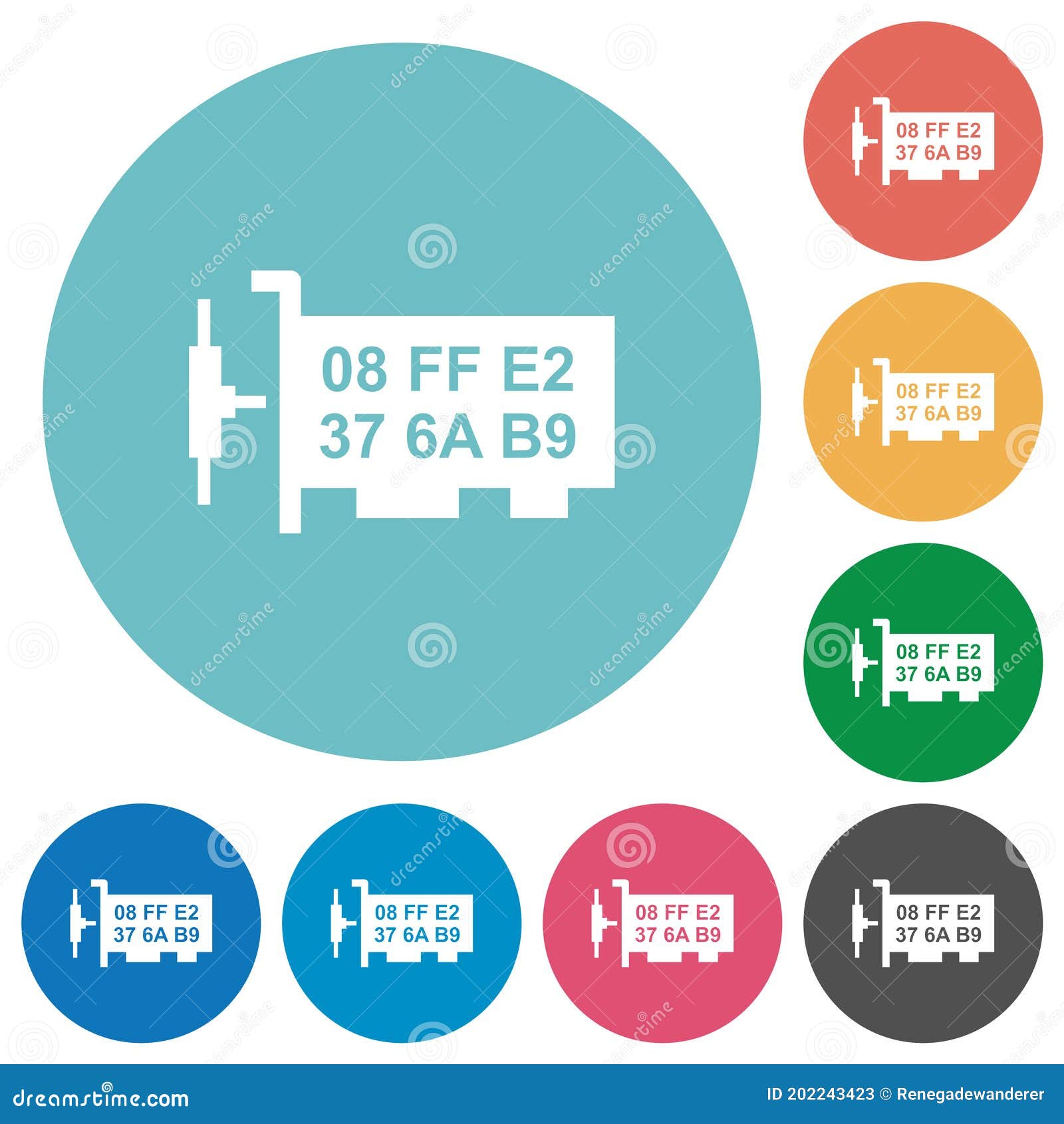 Network Mac Address Flat Round Icons Stock Vector - Illustration of ...