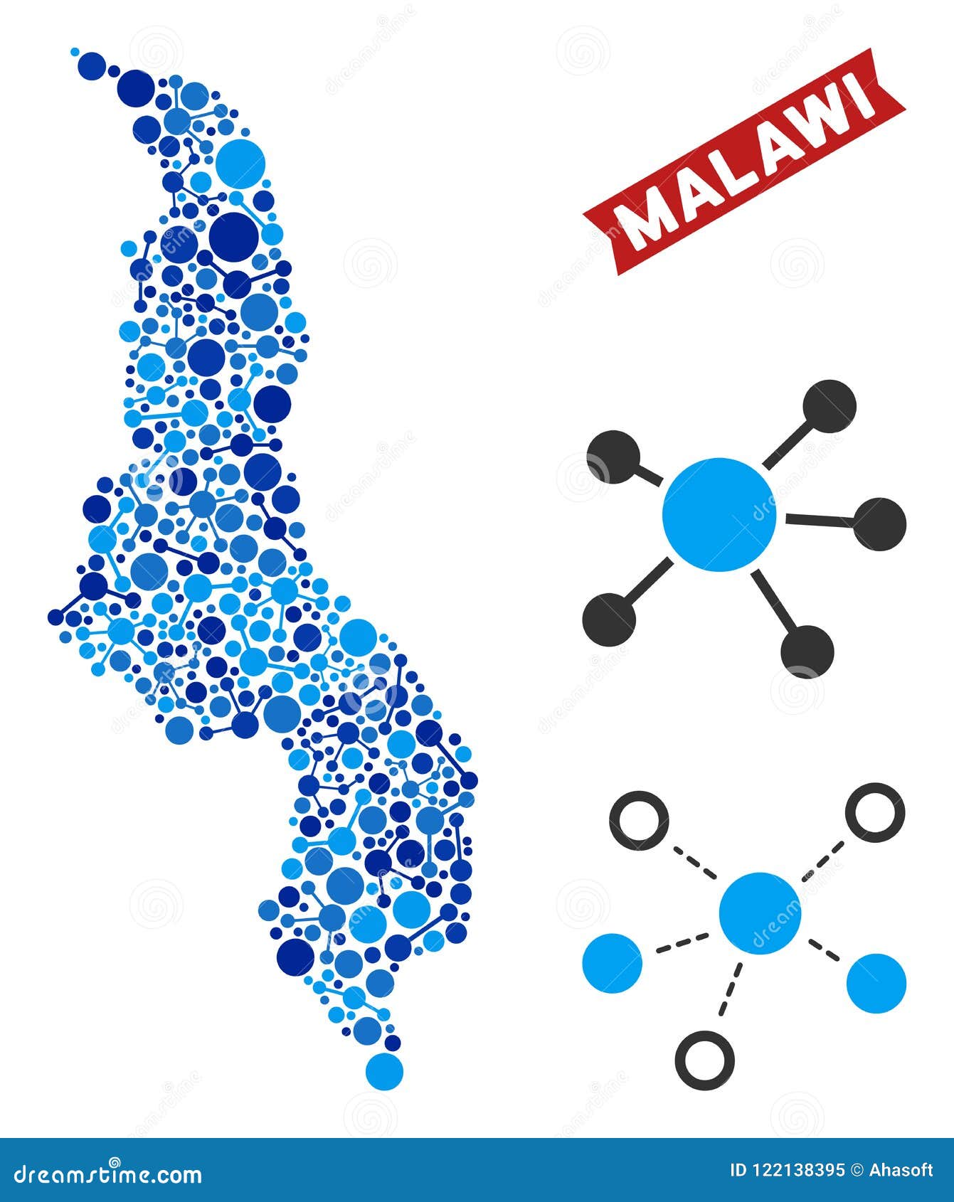 Malawi Map Links Collage stock vector. Illustration of interconnection ...