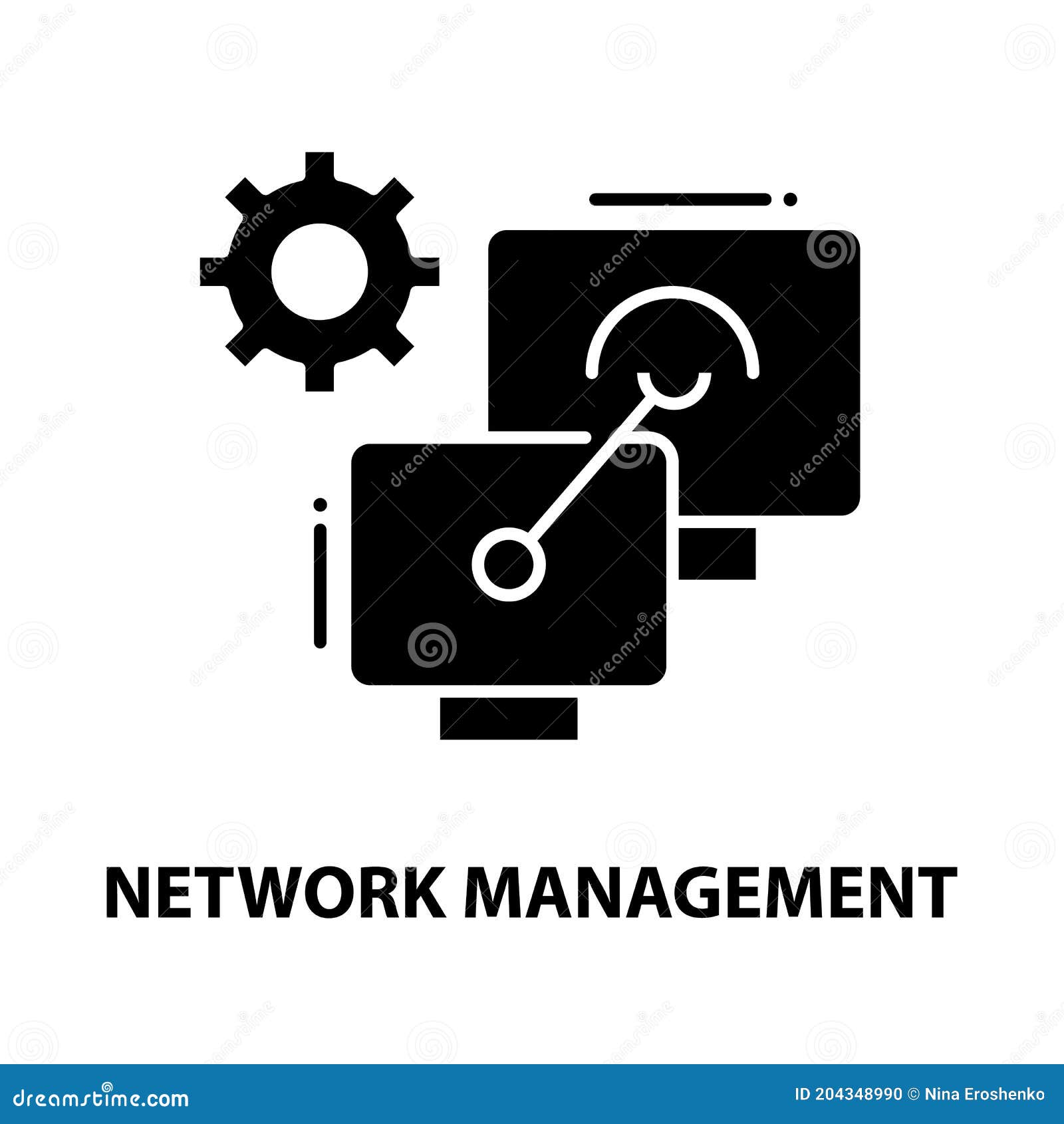 Network Management Icon, Black Vector Sign with Editable Strokes ...