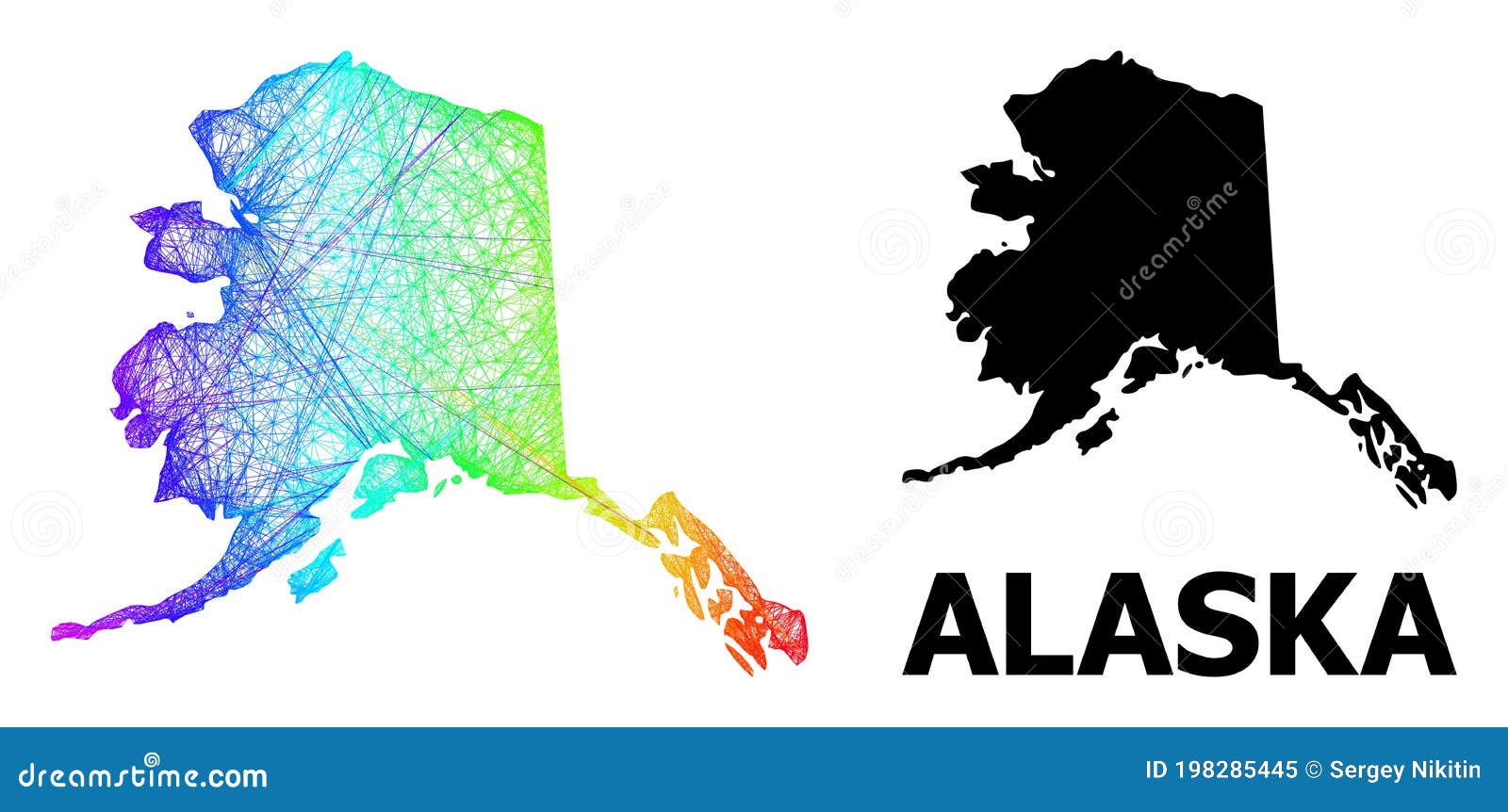 Network Map of Alaska State with Spectrum Gradient Stock Vector ...