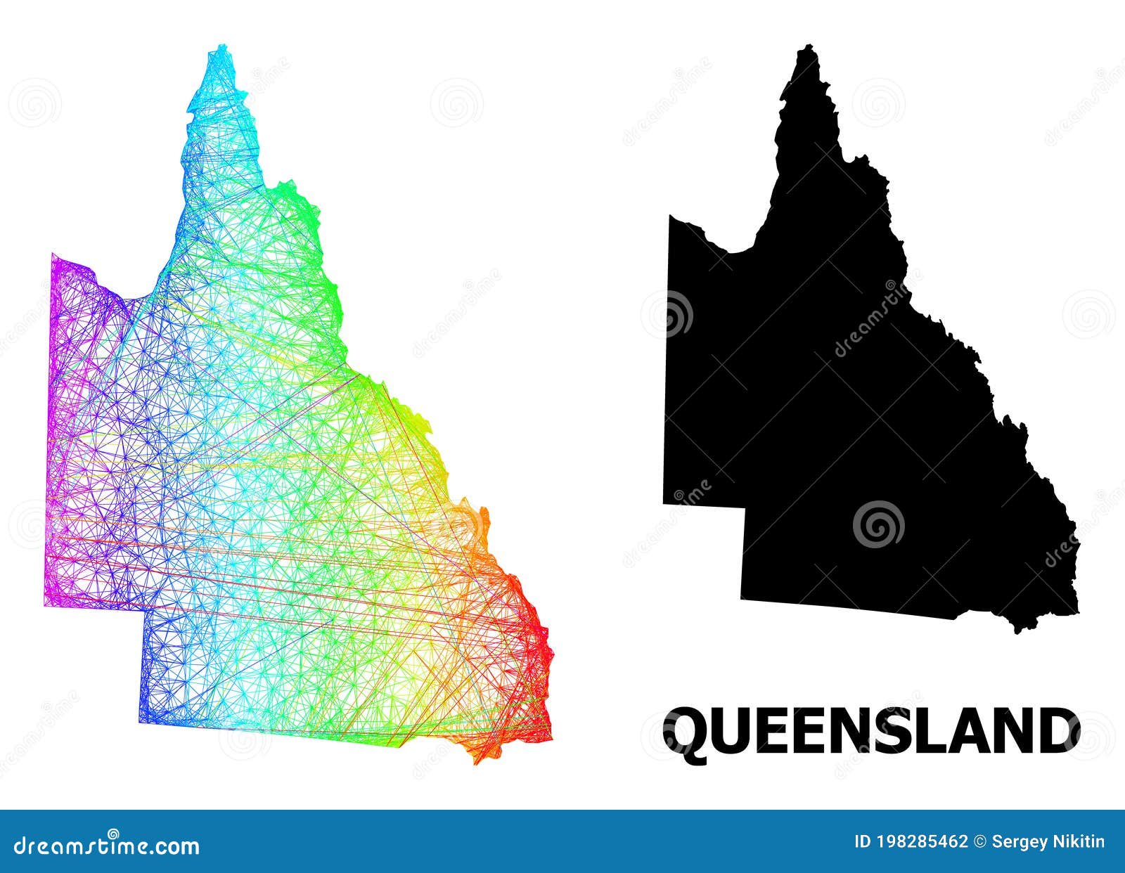 Network Map of Australian Queensland with Rainbow Colored Gradient ...