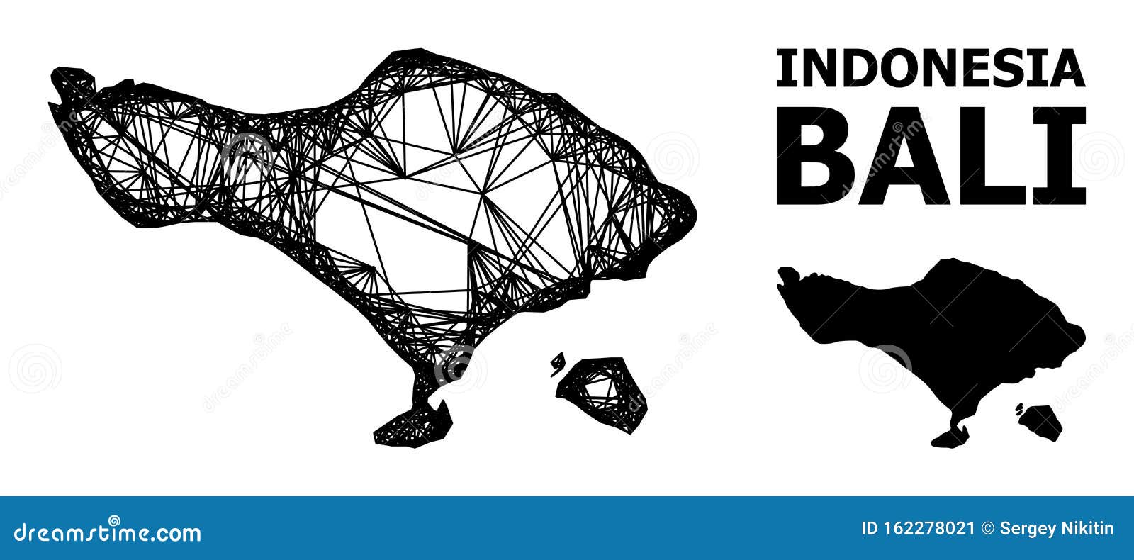 Network Map of Bali Island stock vector. Illustration of mesh - 162278021