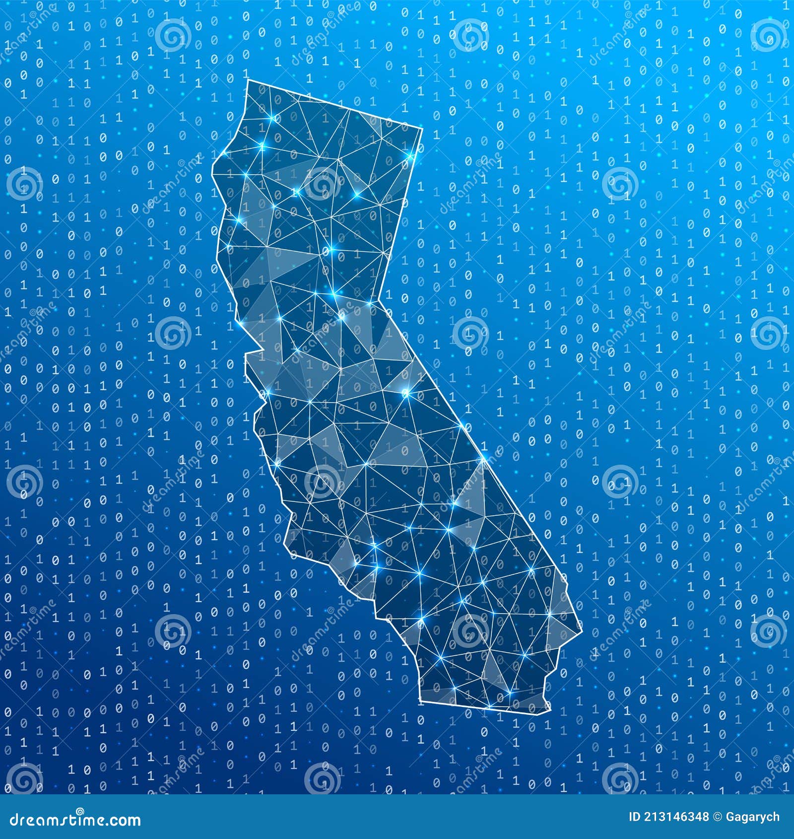 Network map of California. stock vector. Illustration of network ...