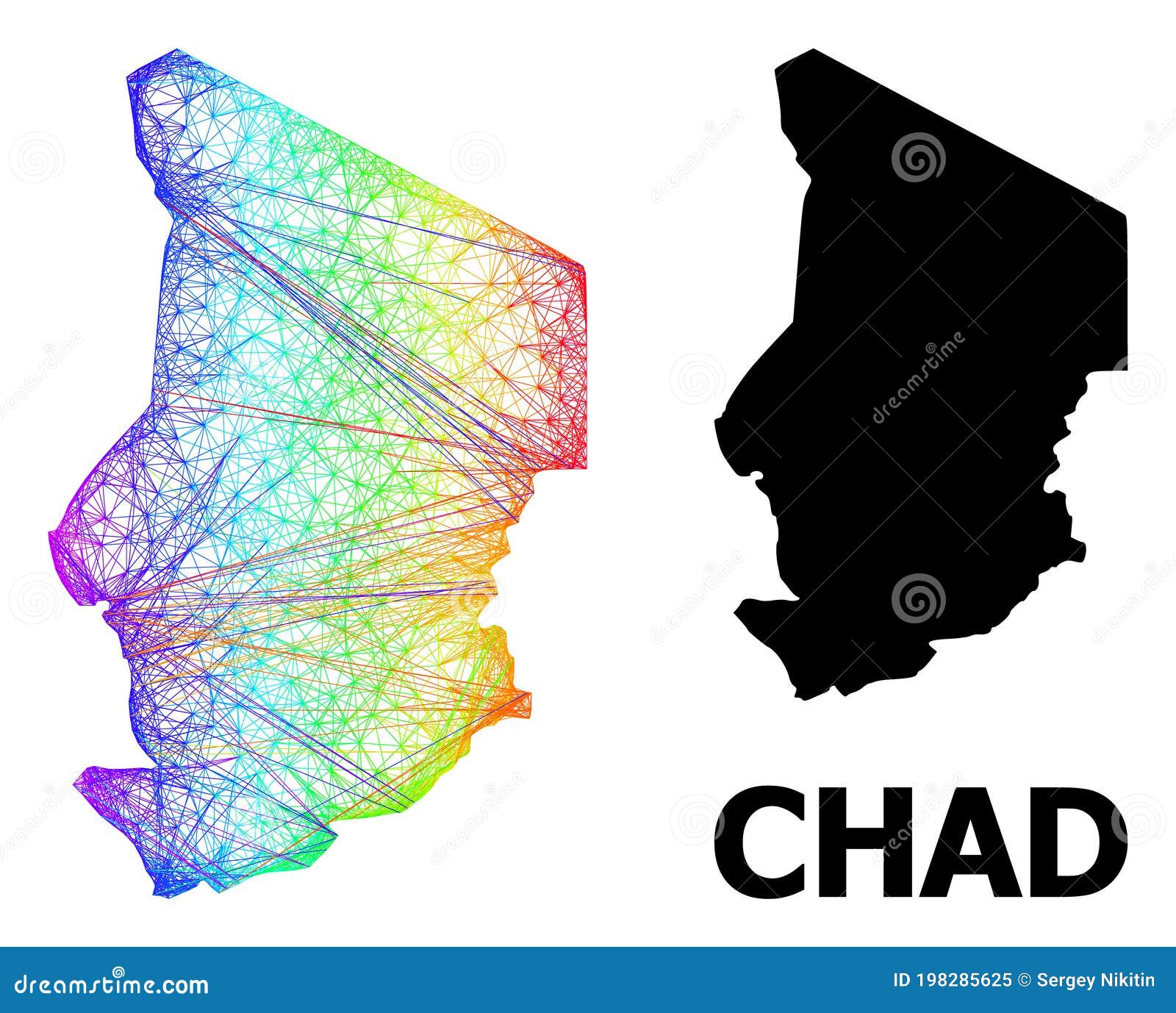 Network Map of Chad with Spectrum Gradient Stock Vector - Illustration ...