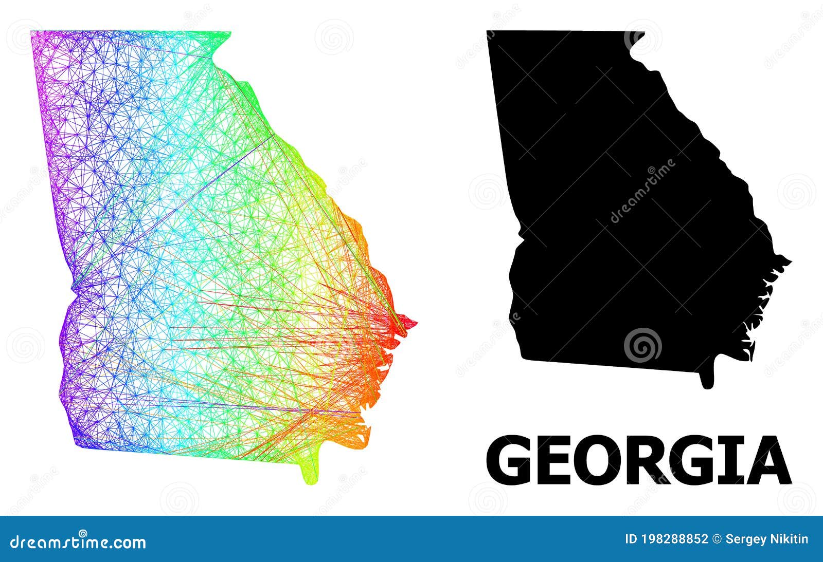 Network Map of Georgia State with Spectrum Gradient Stock Vector ...