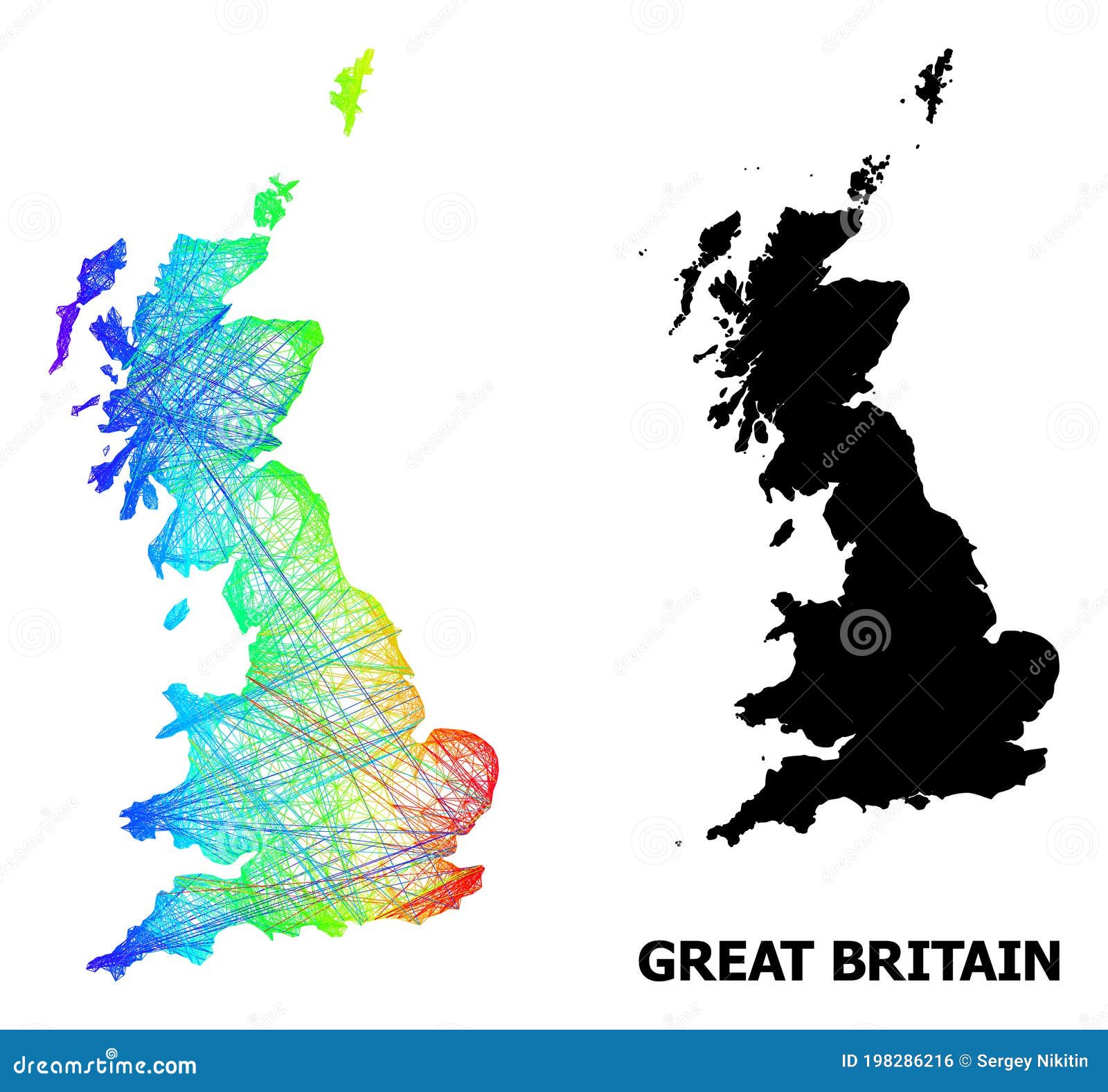 Network Map of Great Britain with Spectral Gradient Stock Vector ...