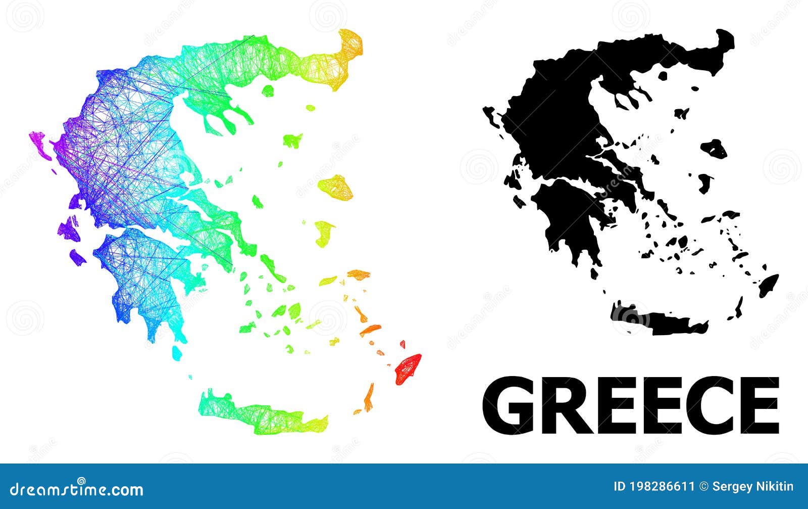 Network Map of Greece with Spectrum Gradient Stock Vector ...