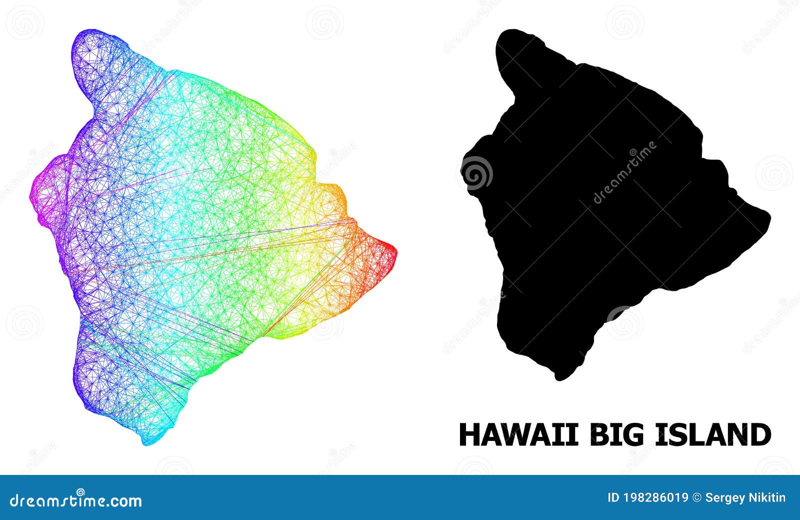 Network Map of Hawaii Big Island with Rainbow Colored Gradient Stock ...