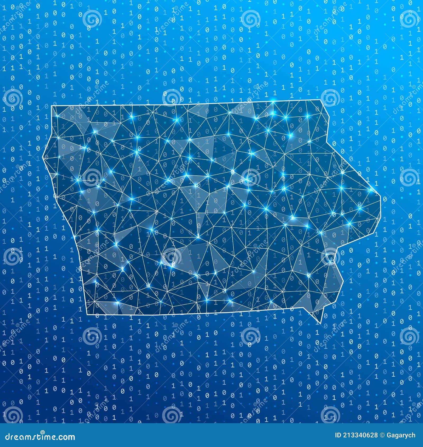 Network Map of Iowa. Us State Digital Connections. Stock Vector ...