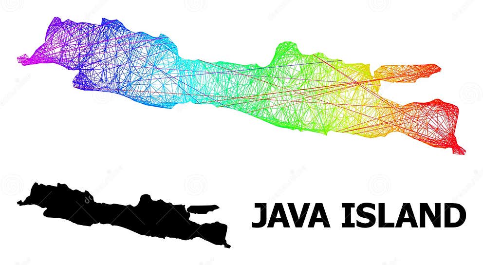 Network Map of Java Island with Spectral Gradient Stock Vector ...