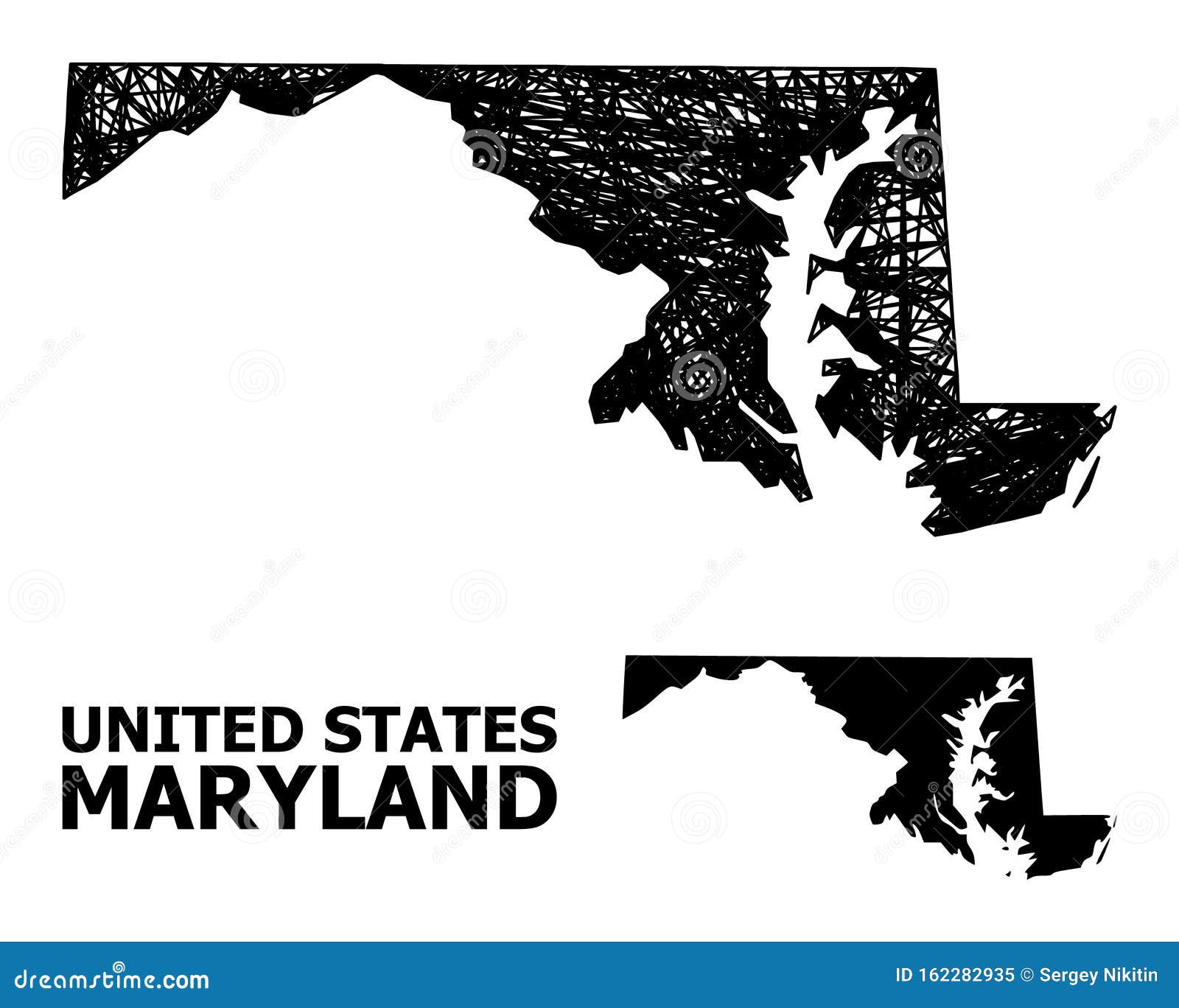 Network Map of Maryland State Stock Illustration - Illustration of poly ...