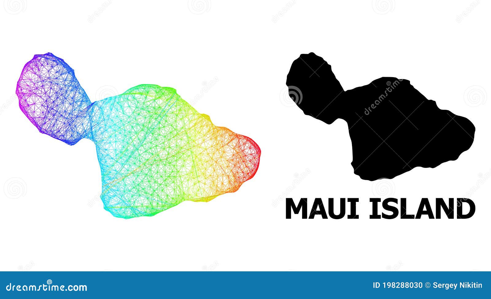 Network Map of Maui Island with Rainbow Colored Gradient Stock Vector ...