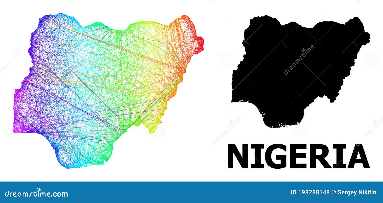 Network Map of Nigeria with Spectrum Gradient Stock Vector ...