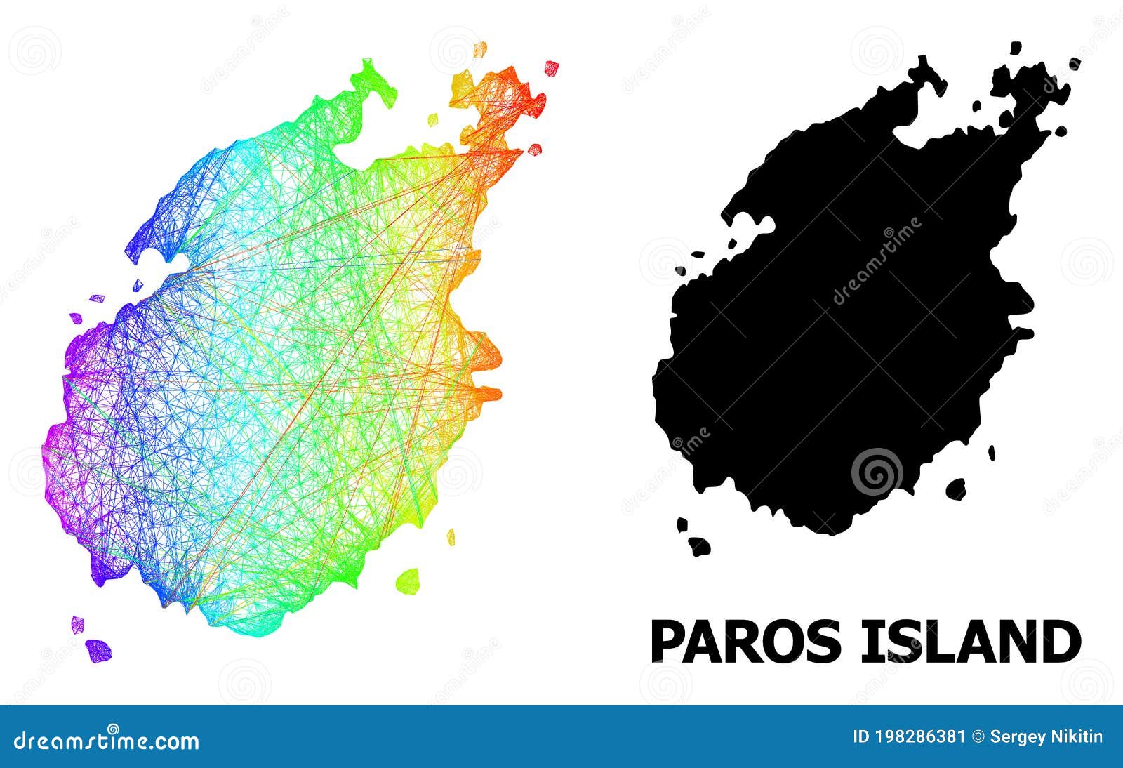 Paros Network, Constellation Style Island Map. Cartoon Vector ...