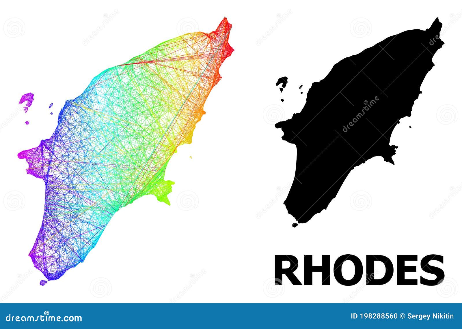 Network Map of Rhodes Island with Rainbow Colored Gradient Stock Vector ...