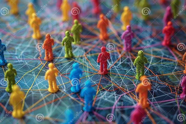 Network Map Shows Colorful Figures Connected by Lines, Symbolizing ...