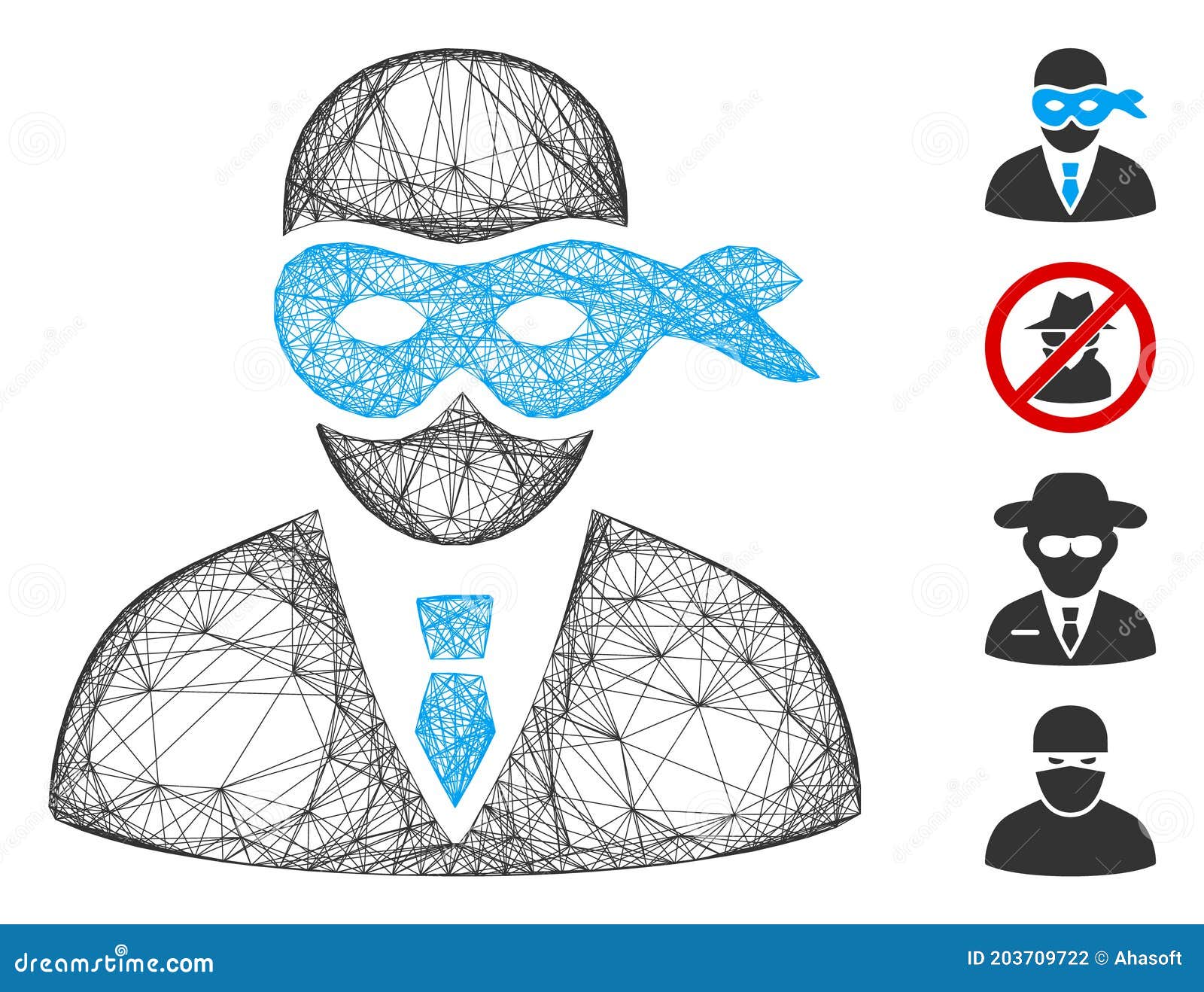 Network Masked Thief Vector Mesh Stock Illustration Illustration Of