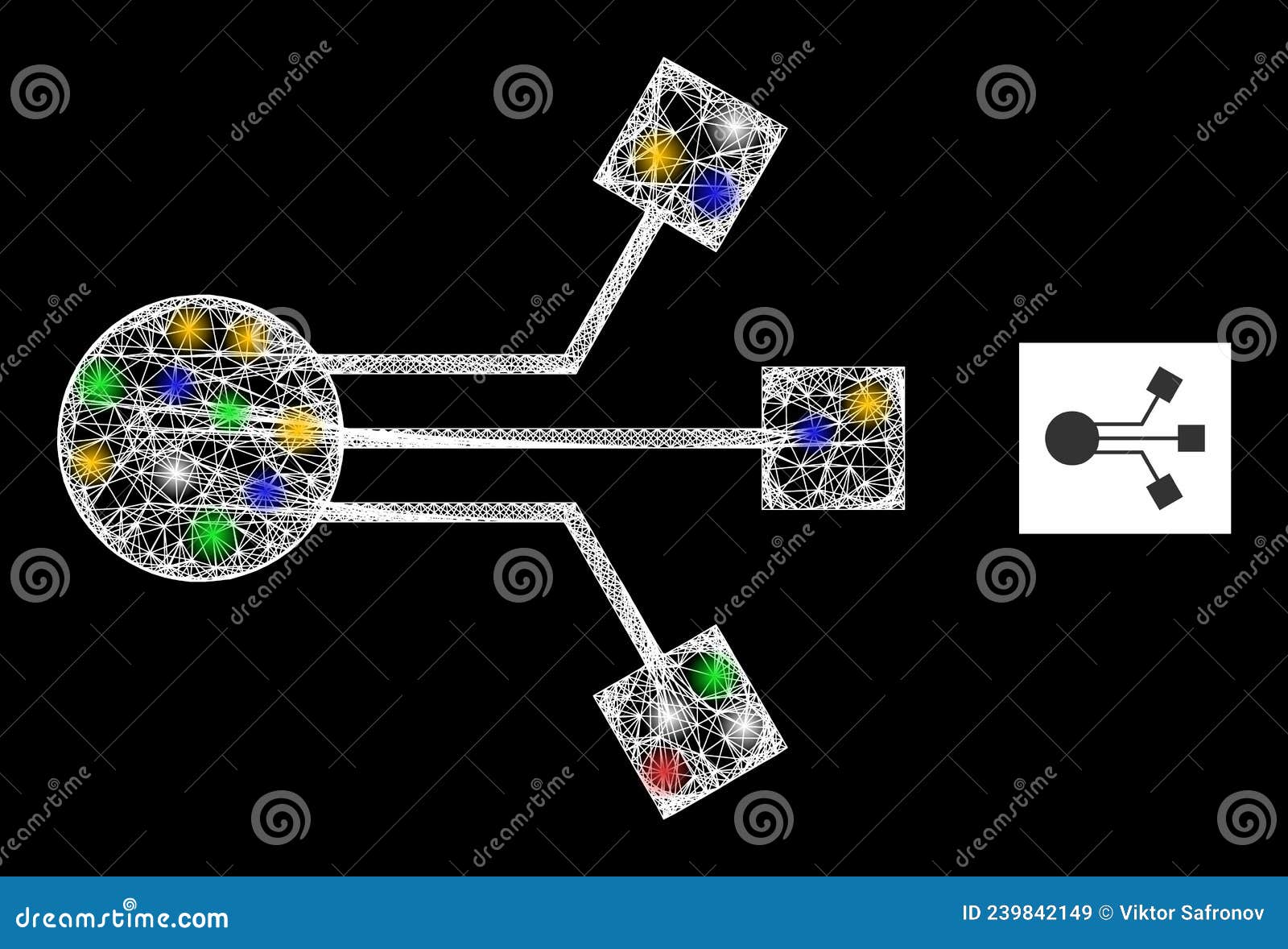 Network Mesh Electronic Component Icon with Colorful Flares Stock ...