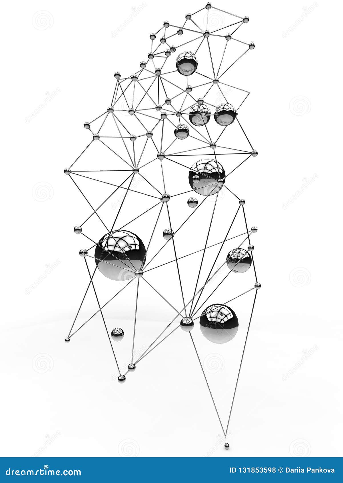Network of Metal Balls Isolated on White. Atom of Molecule Stock ...
