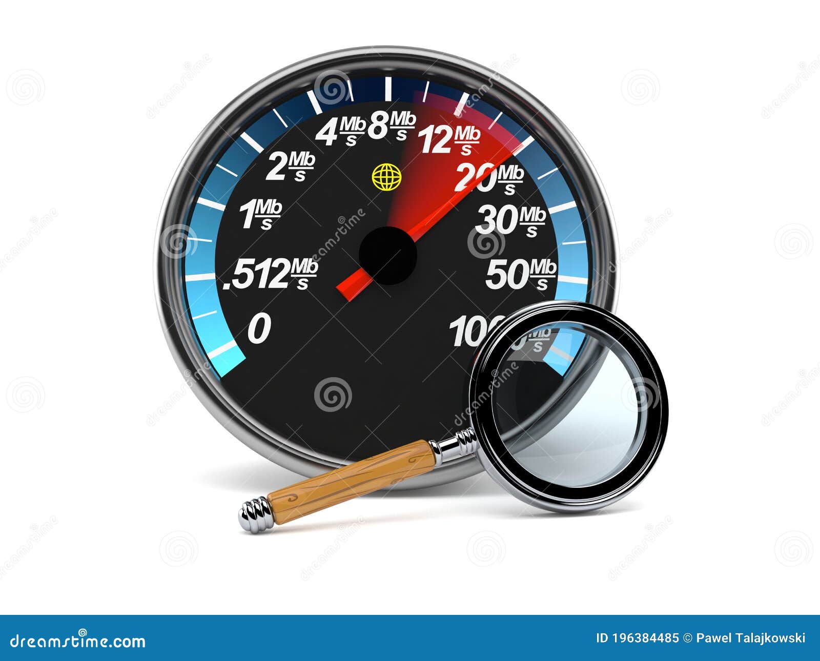 Network Meter with Magnifying Glass Stock Illustration - Illustration ...