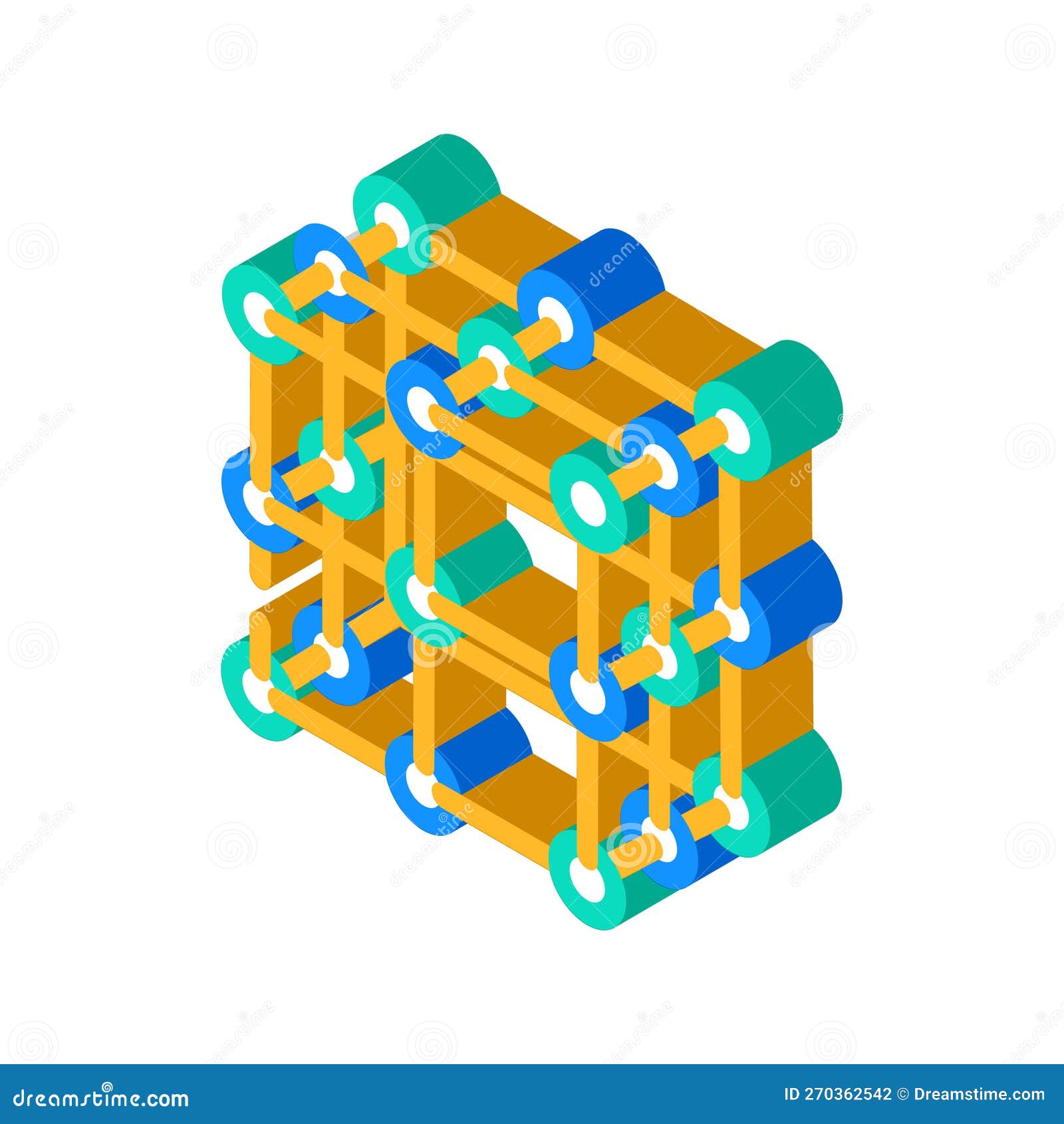 Network Molecular Structure Isometric Icon Vector Illustration Stock ...